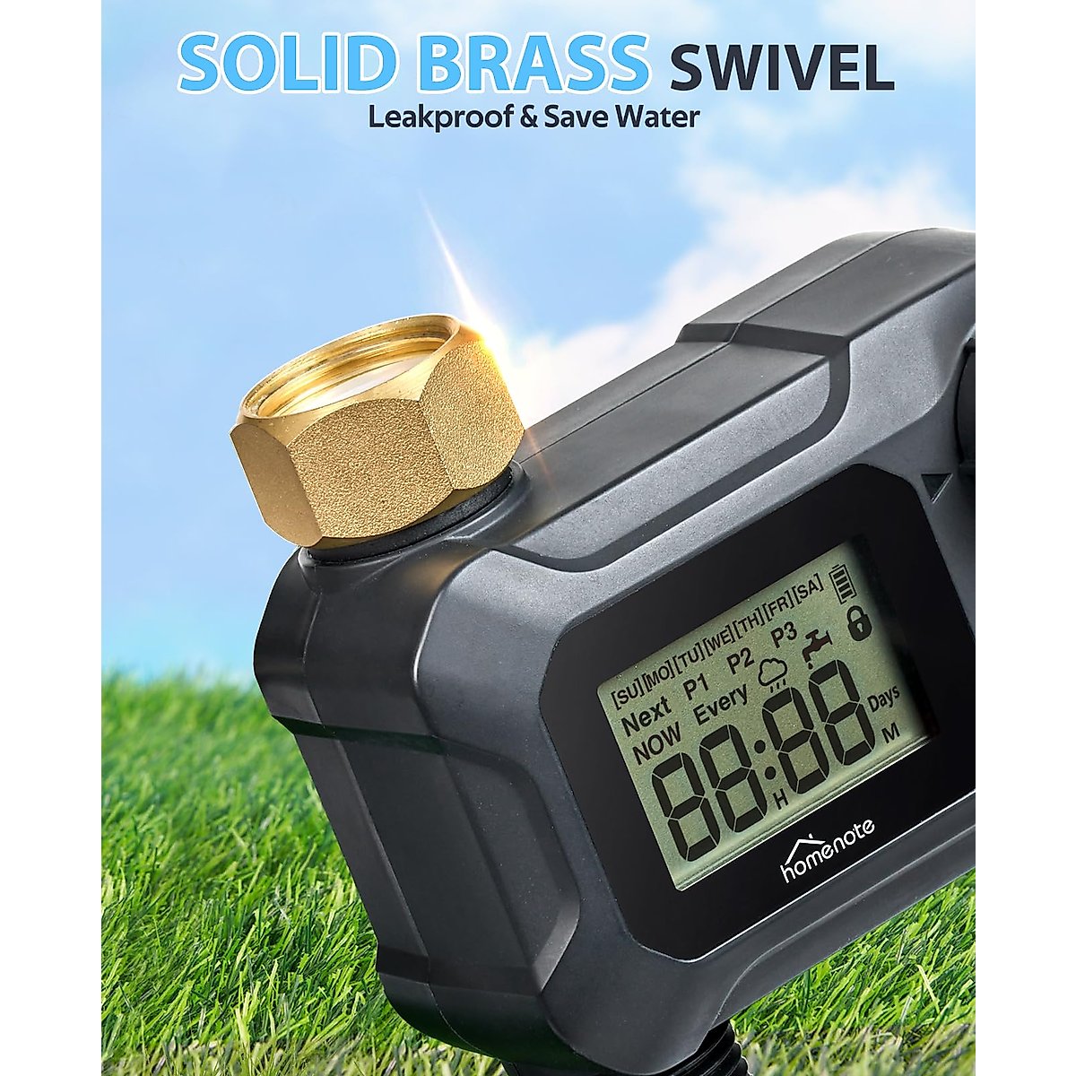 HOMENOTE Sprinkler Timer, Water Timer for Garden Hose, Programmable Hose Timer for Lawn Watering System Automatic Irrigation System with Rain Delay/Manual Mode, IP65 Waterproof