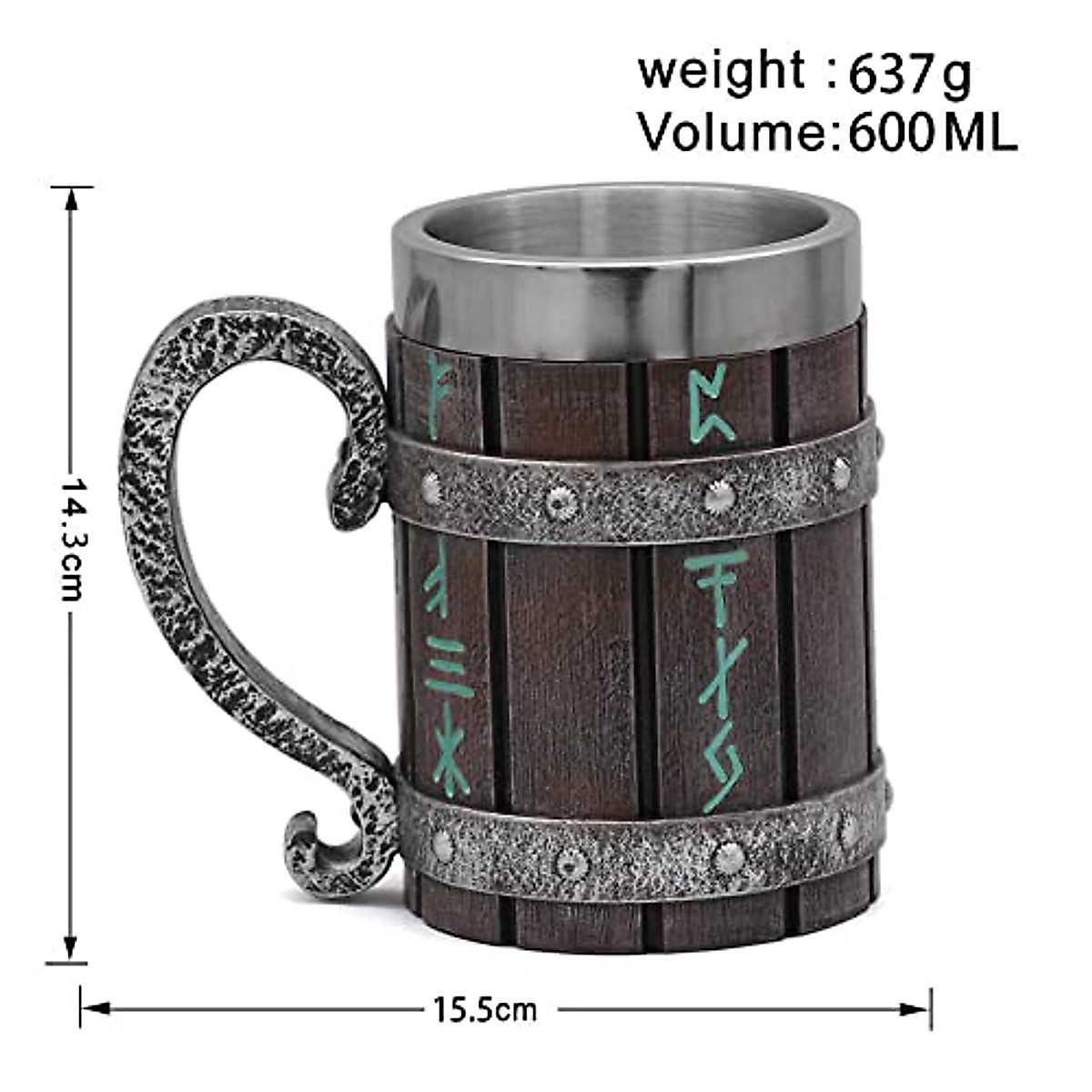 nordic viking rune mug Beer tankard Cup for men viking gift norse decor stainless steel wooden viking coffee cool mug viking gift for men beer cup stein