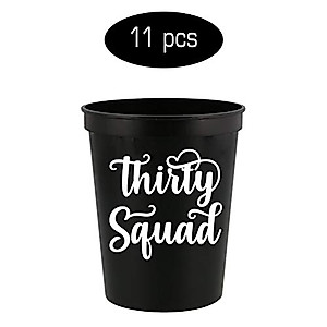Veracco Thirty AF Thirty Squad 30 Years Old Stadium Party Cup 30th Party Favors Decoration Funny Birthday Gag Gifts For Him Her Thirty And Fabulous (White/Black, 12)