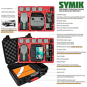SYMIK P380-MA2DL-V3 Dual Layer Waterproof Hard Carrying Case for DJI Air 2S / Mavic Air 2 Drone/Fly More Combo w/DJI RC/RC Pro/Smart or RC-N1 Standard Controller, Landing Pad, iPad, Accessories