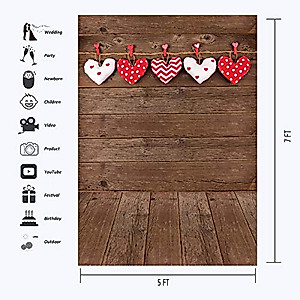 LTLYH 7x5ft Valentine's Day Wooden Board Backdrop Valentine's Day Love Hearts Vintage Wood Plank Backdrop Kid Baby Lovers Girl Photography Decorations Photo Background 091