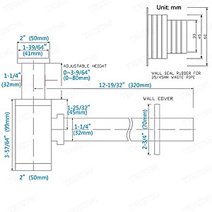 TRUSTMI Bottle P Trap Brass Round 1 1/4 Inch Decorative P-Trap, Adjustable Bathroom Basin Sink Waste Drain Kit, Wall Drainage, Matte Black