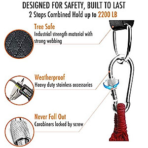 PANGAEA Tree Swing Hanging Straps Kit, 5FT/10FT/20FT/30FT, Heavy Duty Holds 2200LBS Extra Long, with Safer Lock Snap Carabiners & Carry Pouch Bag (5 FT)