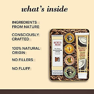 Burt's Bees Easter Basket Stuffers Gifts, 5 Body Care Products, Classics Set - Original Beeswax Lip Balm, Cuticle Cream, Hand Salve, Res-Q Ointment, Hand Repair Cream & Foot Cream, in Giftable Tin