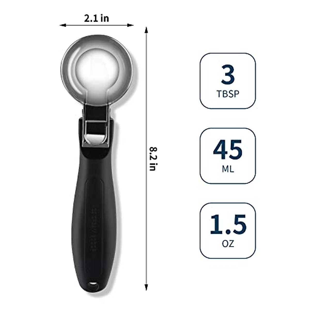 OTVAFAVA Ice Cream Scoop, Large Cookie Scoop with Ergonomic Soft Grip Handle, Heavy Duty Multifunctional Baking Scooper for Sundaes, Cupcake, Dough, Protein Balls and Meatballs, Black