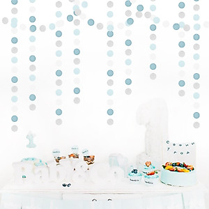 Light Baby Blue White Silver Party-Decoration Garland - 52ft Baby Boy Shower Birthday Streamers,Graduation Bachelorette Bridal Christmas Banner Decor Lasting Surprise