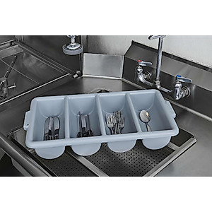 Rubbermaid Commercial Products 4-Compartment Cutlery Bin, Gray, Silverware Tray for Restaurant/Kitchen Use
