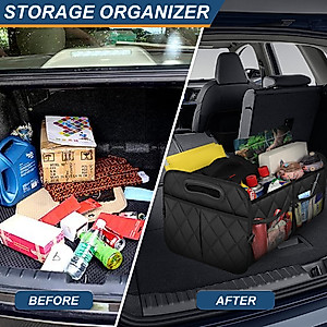 Deosk Trunk Organizer for Car, Collapsible Car Organziers and Storage with 6 Pockets, 50L Multi-Compartment Car Trunk Organzier, Car Accessories for Women/Men - Black Standard WXAG-0034