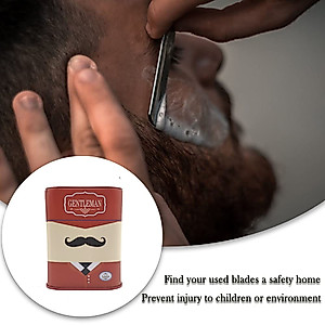 DHinkyoung Safety Razor Blade Disposal Case, Used Double Edge Razor Blade Disposal Container, Gentleman Style Detachable Razor Blade Bank with Red Beard Pattern for Salon and Barber Shop (Red)