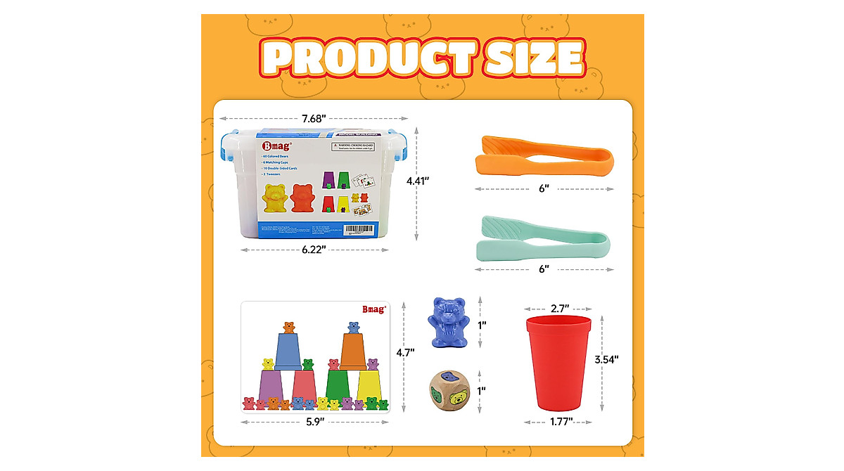 Bmag Counting Bears with Sorting Cups & Dices - Educational Toy for Kids