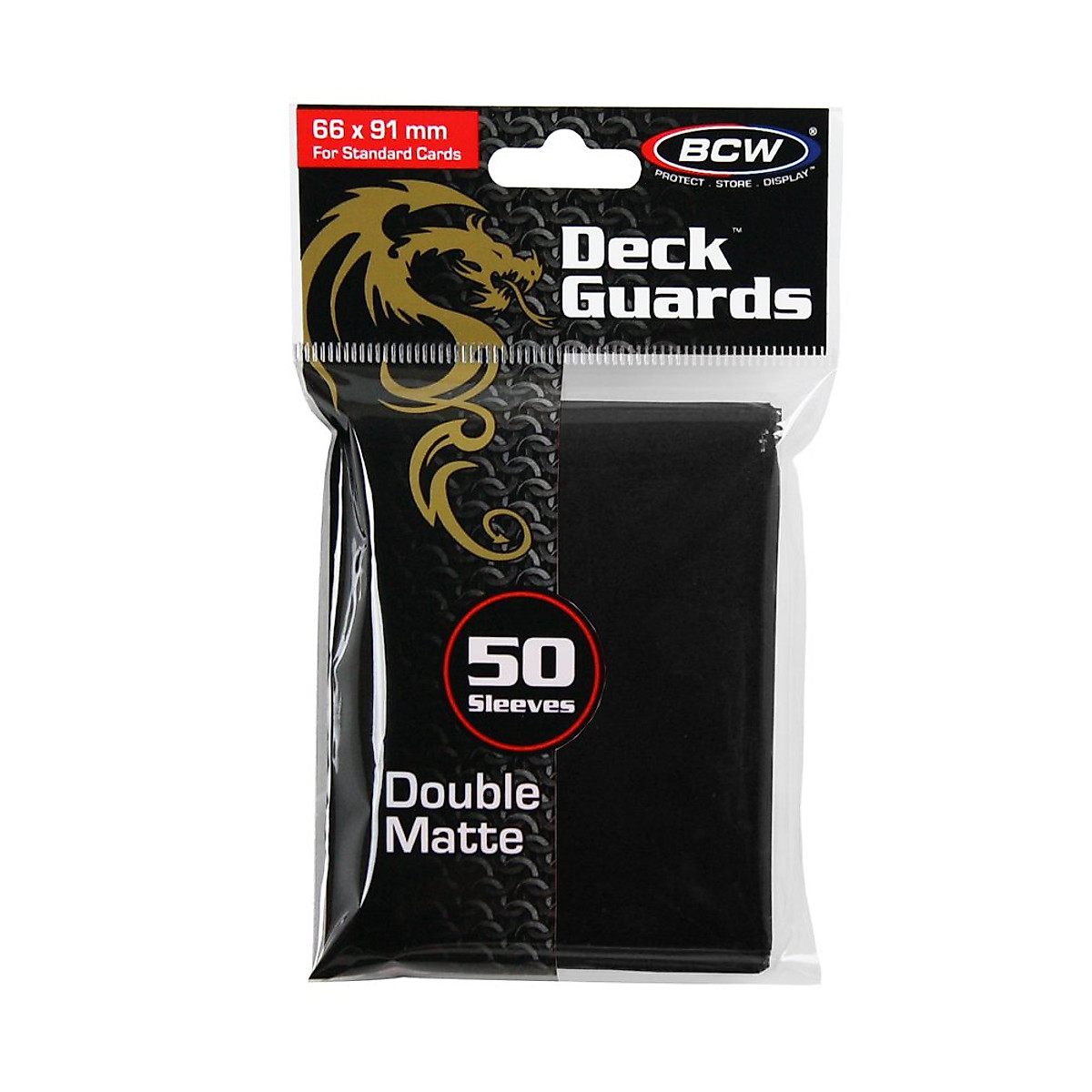 BCW Deck Guard - Double Matte Black Card Sleeves | Acid-Free, Archival-Safe, No PVC | Anti-Glare Matte Finish | Fits Standard 2½" x 3½" Game Cards | Durable Deck Protector Sleeves | 300 Ct