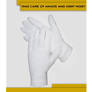 DOVORTEX 24 Pcs White Cotton Gloves, Protective Gloves for Dry Hands, Moisturizing Gloves, Inspection Gloves, Machine Washable