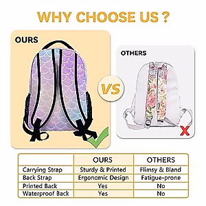 AIOMXZZ Mermaid School Backpack for Girls, 16 Inch Pink Backpacks for Kids, Cartoon, Durable, Lightweight, Large Capacity Bookbag for Travel