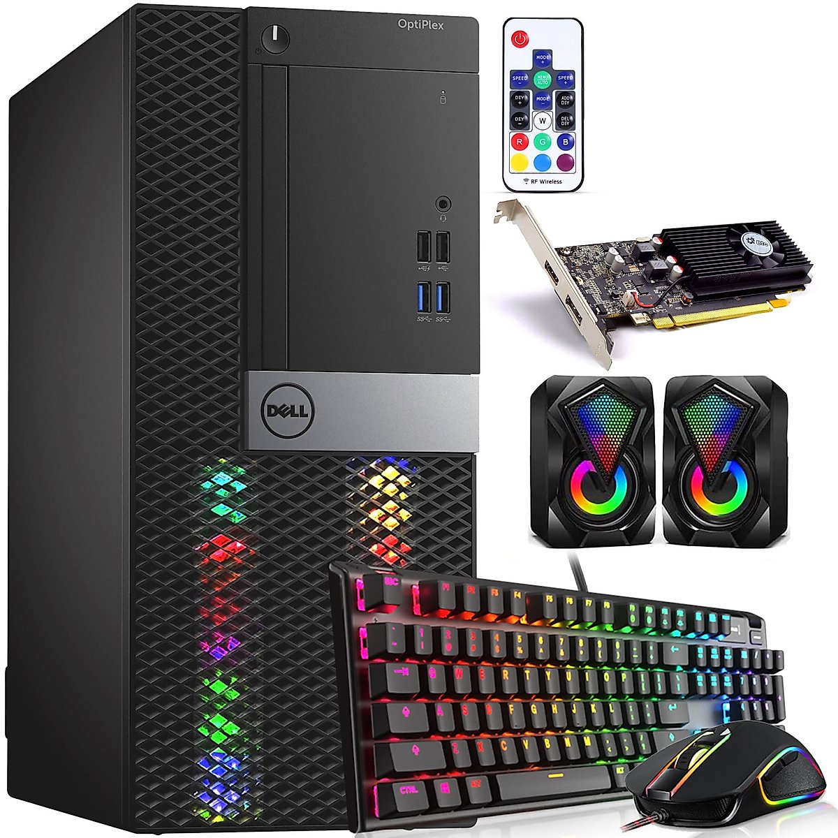 Dell RGB Gaming Tower Computer - Intel Core i5 6th Gen, NVIDIA GTX 1050 Ti 4GB GDDR5, 16GB DDR4 Ram, 128GB SSD + 2TB HDD, Prebuilt Gaming Desktop PC with Built-in WiFi, Win 10 Pro (Renewed)