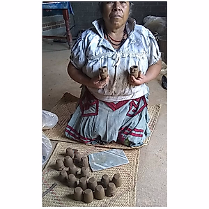 The Curated Pantry Red Clay Mezcal Face Cups | Tequila Shooters Shot Glasses Copitas - Handmade in Oaxaca, Mexico (Pack of 4)