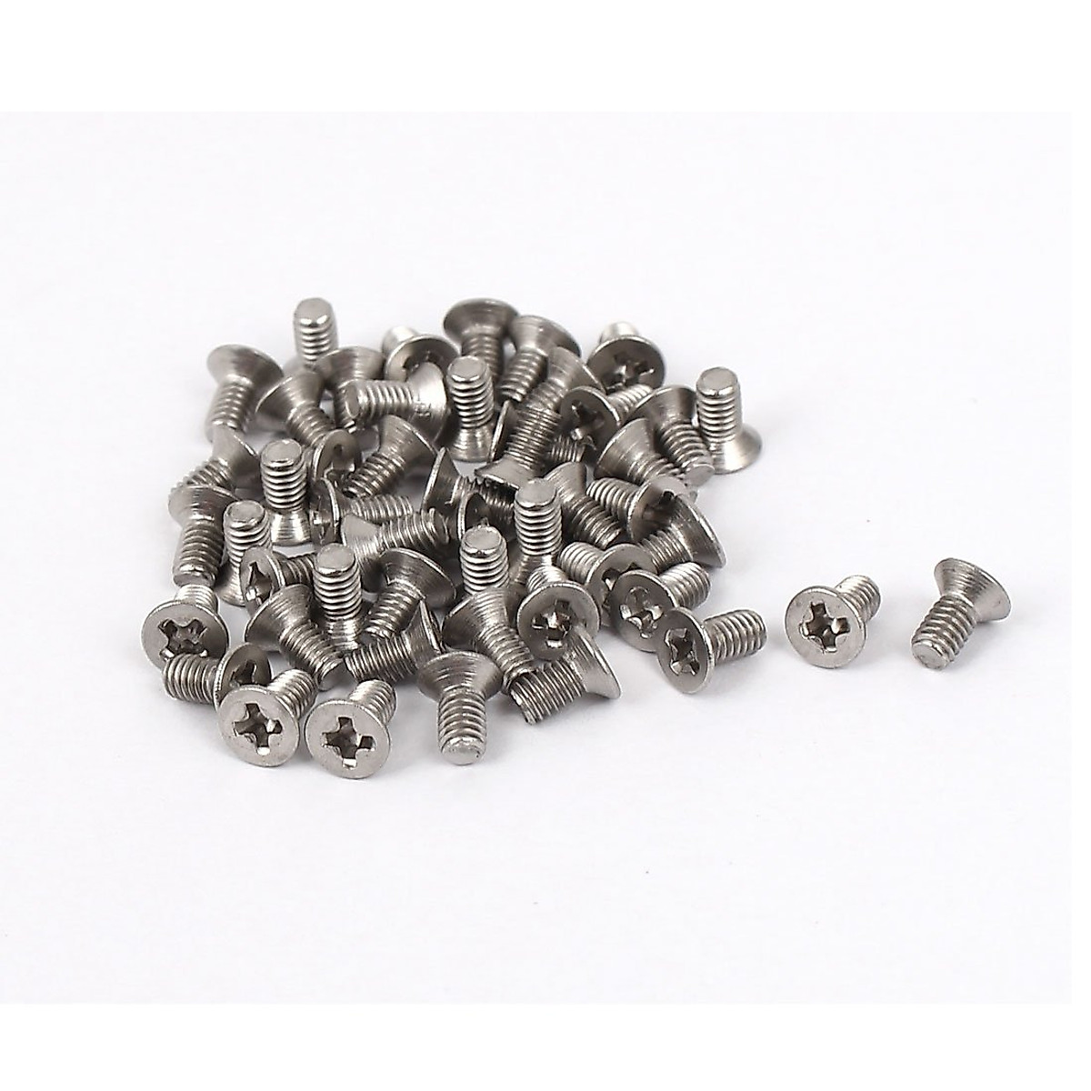 uxcell M2.5-0.45 x 5mm Fine Thread 304 Stainless Steel Phillips Flat Countersunk Head Machine Screws 50pcs