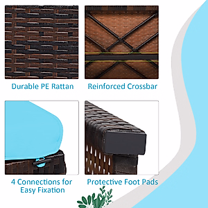 Tangkula 2 Pieces Patio Rattan Ottomans, All Weather Outdoor Footstool Footrest Seat with Soft Cushion, Hidden Zipper, High-Density Sponge, Wicker Ottoman Seat for Patio, Garden, Poolside (Turquoise)