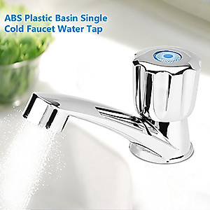 Fdit Water Tap Single Cold Faucet Water Nozzle G1/2 Bathroom Basin Kitchen Sink Rest Room Washing Basin Accessories ABS(Knob Handle)