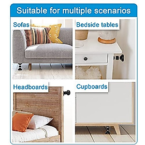 cosbur 4 Pack Adjustable Threaded Headboard Stoppers, Bed Frame Anti-Shake Tools, Headboard Bumper, Bedside Headboards Prevent Loosening Anti-Shake Fixer, Bed Accessories (1.8-2.5in)(Black)