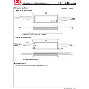 MEAN WELL HEP-240-12A 12V 16A 192W Single Output Switching Power Supply Harsh Environment