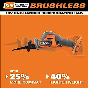 RIDGID 18V SubCompact Brushless Cordless One-Handed Reciprocating Saw (Tool Only)