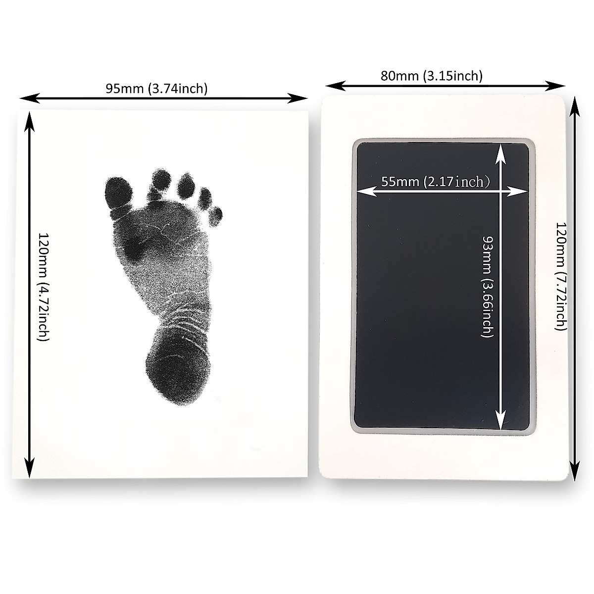 MIMOSA MOMENTS Set of 2 Mess-Free Clean Touch Ink Pads for New-Born Baby Handprint, Footprint and Pet Paw Print (Black)