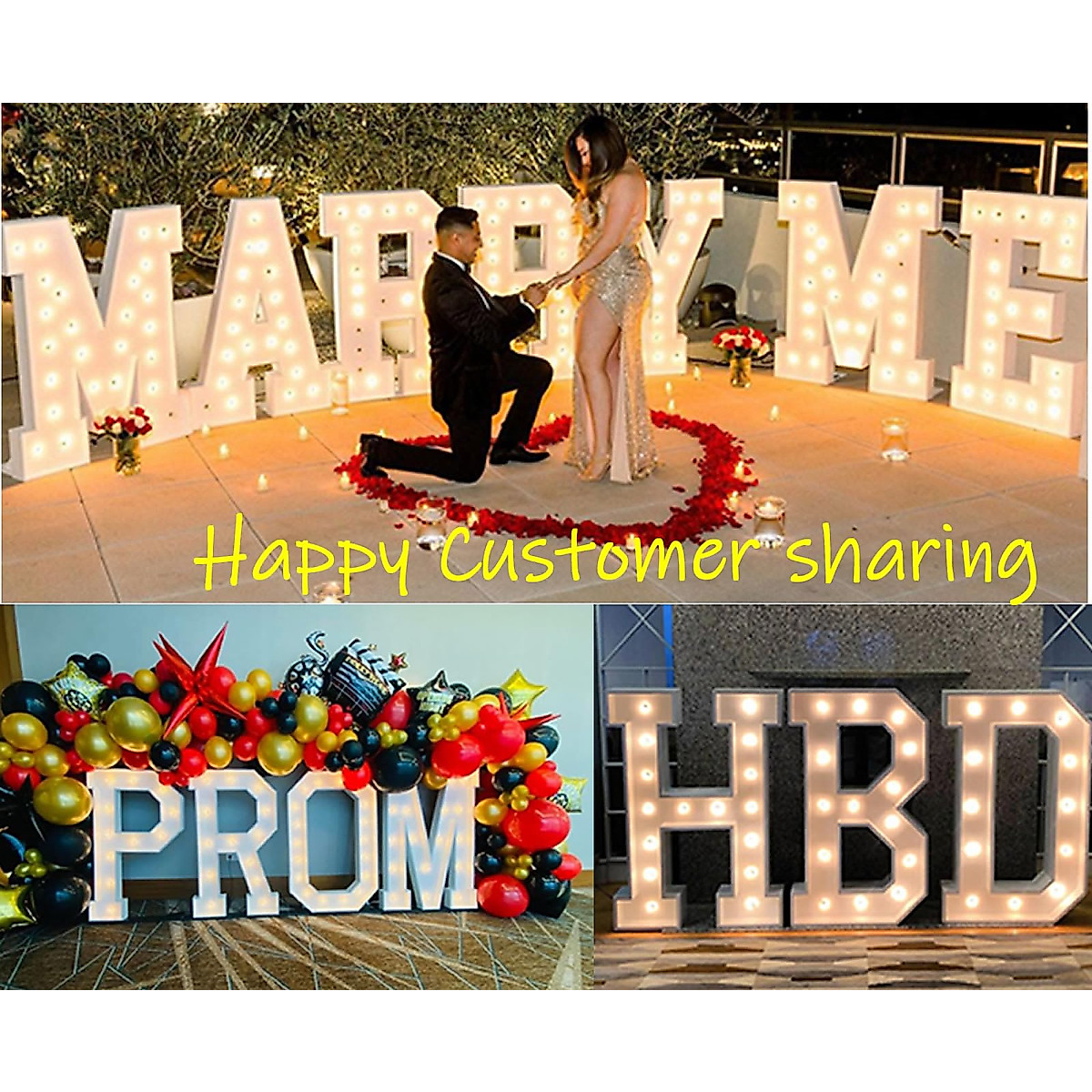 4FT Marquee Light Up Letters, Large Marquee Letters, Mosaic Balloon Frame Letters Big Letters for Engagement Wedding Decorations Birthday Party Backdrop Decor, Balloon Arch Kit Letter R