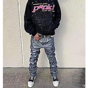 Sunwittafy Y2k Hoodie Men Women Spider Hoodie Pink Retro Oversized Loose Sweatshirts Hip Hop Trendy Jacket 2023