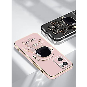 Jancyu for Oppo Find X5 Lite Case Silicone with Astronaut Kickstand, Shockproof Phone Case for Oppo Reno 7 5G with Cute Loopy Cover for Women with Design (Black)