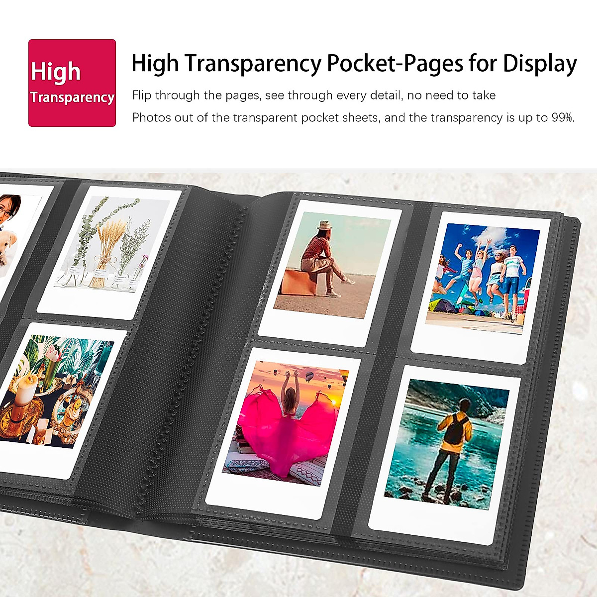 192 Pictures Photo Album for Fujifilm Instax Mini 11 12 evo 90 70 50S 26 25 9 8+ 7S Instant Camera, 2x3 Photo Album for Polaroid Snap Z2300 PIC-300P Film, Black