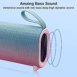 Portable Bluetooth Speaker, IPX5 Waterproof Wireless Speaker, Outdoor Speakers, Dual Pairing, Stereo Sound, Active Extra Bass, 49FT Bluetooth Range, 360Mins Playtime for Home,Party,Gifts(Blue&Pink)