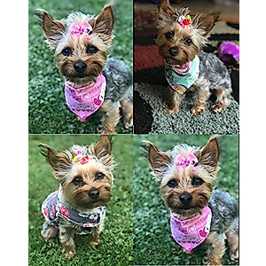 Masue Pets 50pcs in Pairs Dog Hair Bows with Rubber Bands Rhinestone Pearls Bows Bowknot Bows Dog Topknot Bows Cute Dog Hair
