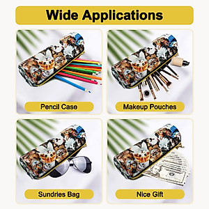MIKOPNLIW Pencil Case Portable Stationery Bag, Slim Printing Design Zipper Capacity Small Pencil Pouch Cosmetic Organizer Bag for Adult,Student,Artists.