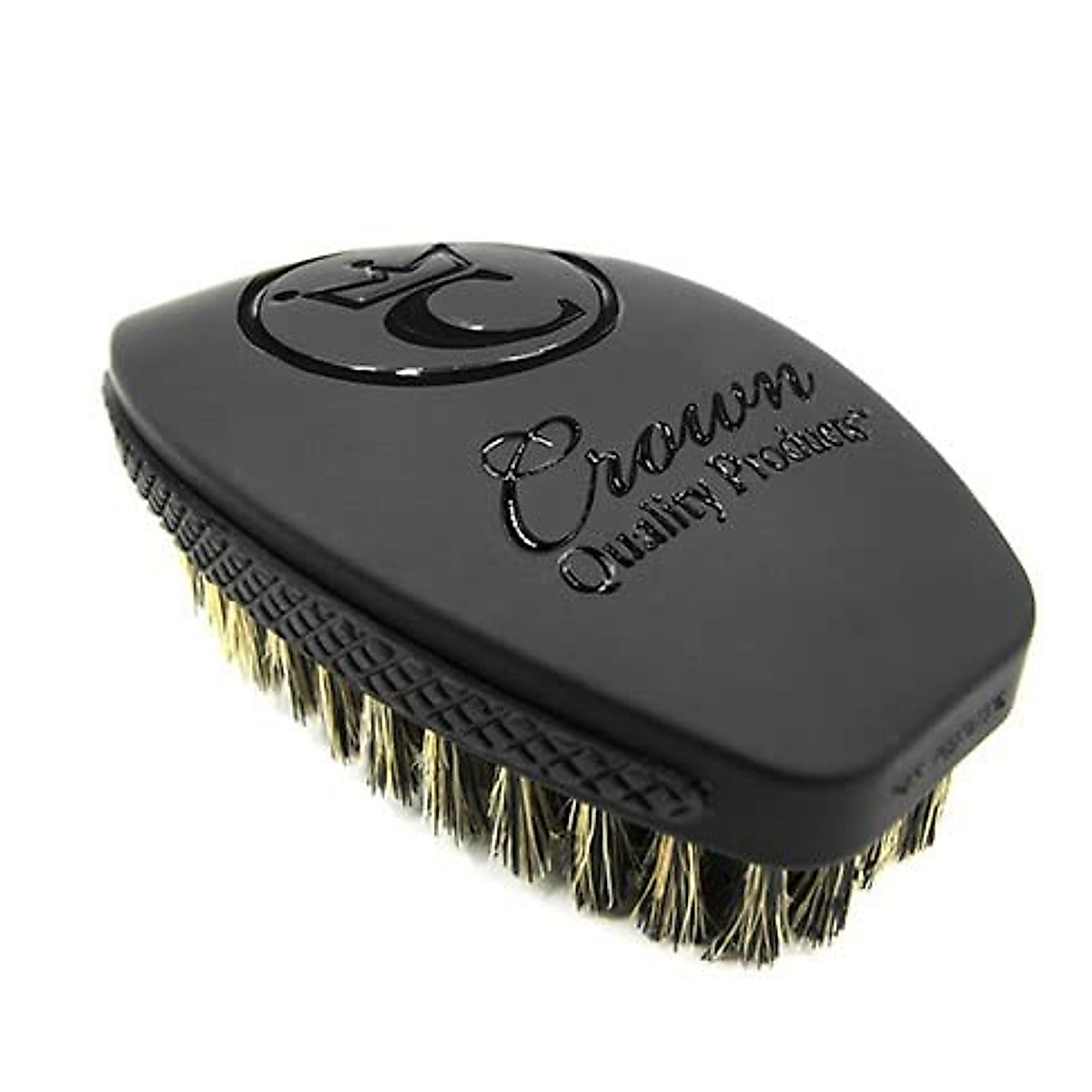 Crown Quality Products 360 Sport Wave Caesar 2.0 Boar Bristle Hairbrush, Medium, Triple Black - Non-Slip Grip, Waterproof Design - The Ultimate 360 Wave Brush