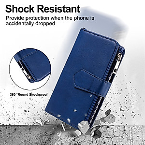 JZASES Case for Galaxy S21 Ultra, 2 in 1 Magnetic Detachable Wallet Case, PU Leather Phone Case Cover with Card Holder for Samsung Galaxy S21 Ultra, Blue