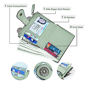 Tipmile Small Wallet for Women Bifold RFID Blocking Card Holder Leather Wallets with Zipper Coin Pocket