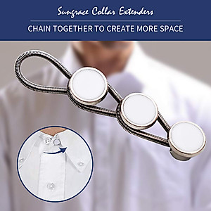Sungrace Metal Collar and Buttons Extenders for Shirt Dress Trouser Coat (12 Pack)