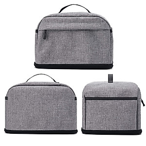 VOSDANS 4 Slice Toaster Cover with Removable Bottom 2-in-1 Toaster Bag with Pockets Toaster Storage Bag with Handle, Dust and Fingerprint Protection, Machine Washable, Gray (Patent Design)