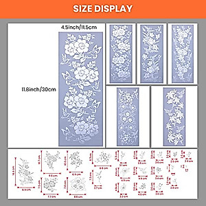 Rub on Transfers for Crafts, 5 Sheets Furniture Transfers and Craft Decals, Flowers Home Decoration Transfers for Crafts, Wood, Glass, Plastic, Metal, Ceramic, 4.5'' x11.8''