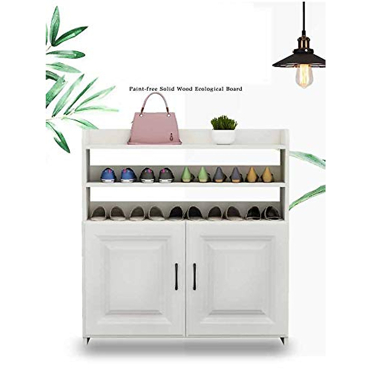 TFIIEXFL Shoe Rack Shelf Console Cabinet Simple Multi-Layer Large Capacity Shoe Cabinet Storage Cabinet Wooden Shoes (Color : Black)