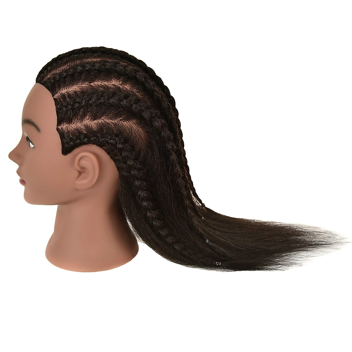 RIHANNAHAIR Mannequin Head with 100% Human Hair Manikin Cosmetology Makeup Manican Doll Display Practice Braiding Styling Training Head with Stand