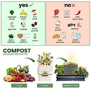 Indoor Outdoor Compost Bins Set 1 Gallon Kitchen Compost Bin Countertop with Lid 8 Gallon Worm Compost Outdoor Bundled with Gardening Gloves and a Jute Blanket Easy to Setup Garden Compost System