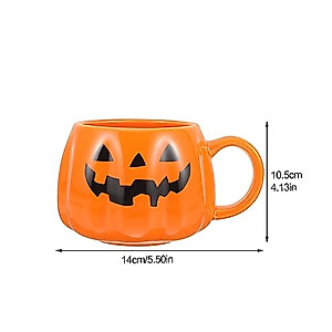 Amosfun Office Decor Pumpkin Ceramics Mug Halloween Coffee Cup Autumn Tea Mug for Family and Friends Thanksgiving Christmas Birthday and Fall Gifts Coffee Mug