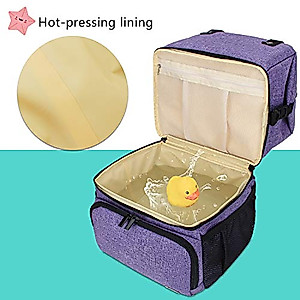 Luxja Breast Pump Bag with 2 Compartments for Breast Pump and Cooler Bag, Leakproof Pumping Bag for Working Mothers (Fits Most Major Breast Pump), Purple