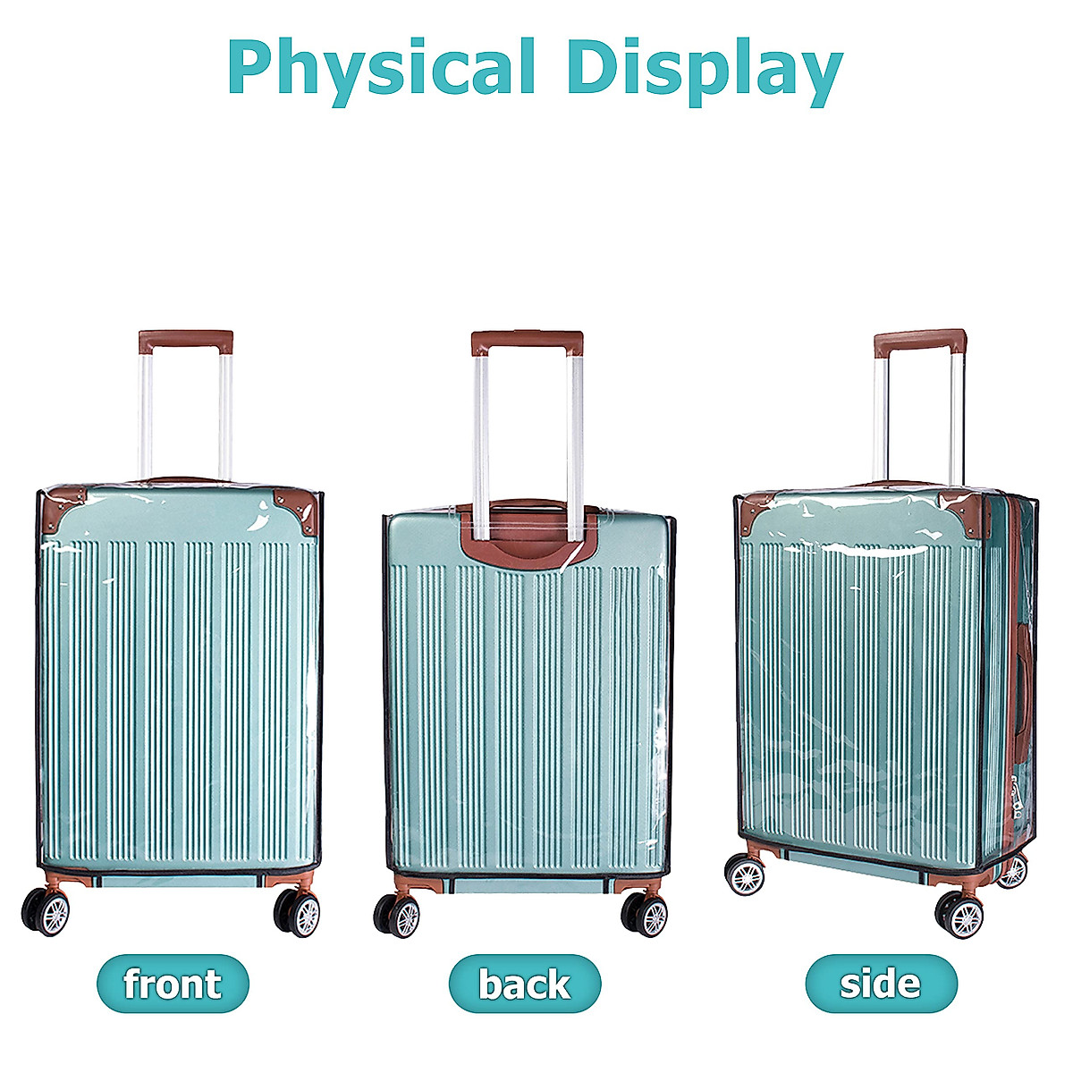 Troyesko Luggage Cover PVC Clear Suitcase Covers for Luggage Waterproof Suitcase Cover Fits 24" Wheeled Suitcase,hard sided luggage