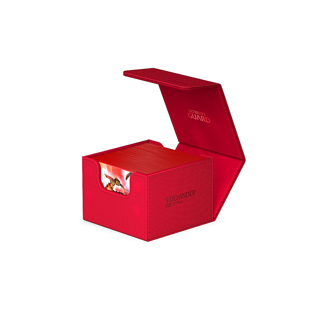 Ultimate Guard Sidewinder 133+, Deck Box for 133 Double-Sleeved TCG Cards, Red, Magnetic Closure & Microfiber Inner Lining for Secure Storage