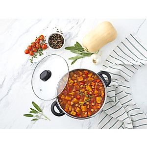 GoodCook Classic Stainless Steel 5-Quart Dutch Oven with Tempered Glass Lid, Silver