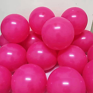 Hot Pink Balloons 100pcs 12 Inch Pink Latex Party Balloon for Girl Women Birthday Wedding Bridal Baby Shower Valentines Engagement Bachelorette Graduation Party Decorations