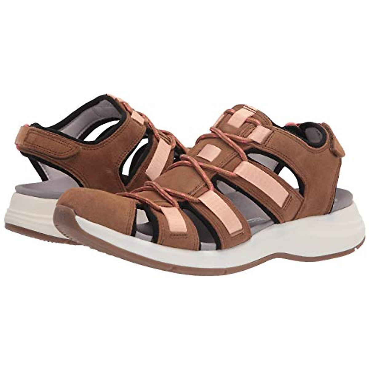 Clarks Women's Solan Sail Flat Sandal, Dark Tan Leather/Suede, 8