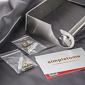 simpletome Kitchen Paper Towels Holder Under Cabinet Adhesive or Drilling Installation Brushed SUS304 Stainless Steel (Silver)